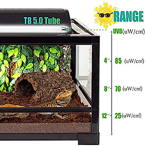 NEPTONION T8 Rainforest Terrarium Fluorescent Lamp Tube 18" Full Spectrum UVB Bulb, Dual-Threat UVA/UVB 5.0 Reptile Light for Reptiles and Amphibian, 15 Watt, 110V