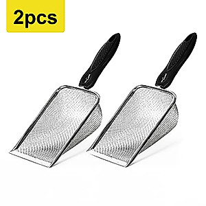 REPTI ZOO 2PCS Reptile Sand Fine Mesh Reptile Scooper Bearded Dragon Sand Shovel Terrarium Substrate Durable Litter Cleaner Corner Scoop Combo Set