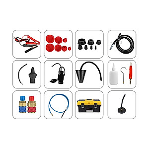 QPKING EVAP Smoke Fuel Leakage Tester 4 in 1 Car Conduit Pipe System Leak Detection Tools, Car Fuel Leak Detector for 12V/24V Vehicles Boats with Adjustable FlowMeter Leak Detector