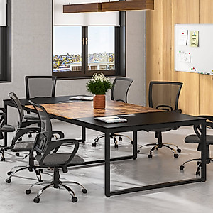 Tribesigns 8FT Conference Table, Large Rectangle Shaped Meeting Table with Grommet, Modern Seminar Boardroom Table for Office Conference Room, 94.49" L x 47.24" W x 29.52" H