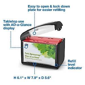 Tork Xpressnap Tabletop Napkin System Starter Pack Black N4, Dispenser and 1 x 500 One-at-a-Time Dispensing Napkins, 80062301