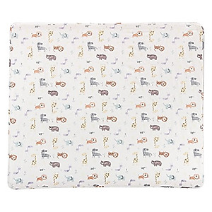 Trend Lab Crayon Jungle Flannel Swaddle Blanket - Jungle Animals Scatter Print Cotton Flannel, Orange, Yellow, Gray and White, 48 in x 48 in