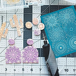 OLYCRAFT 4x5 Inch Clay Stencils Firework Pattern Silk Screen for Polymer Clay Firework Silk Screen Stencils Mesh Transfer Stencils Mesh Stencil for Polymer Clay Jewelry Making