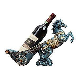 ZYZMH European Style Light Creative Horse-Drawn Cart Wine Rack Decorations Living Room TV Cabinet Wine Cabinet Handmade Resin Gift Decoration
