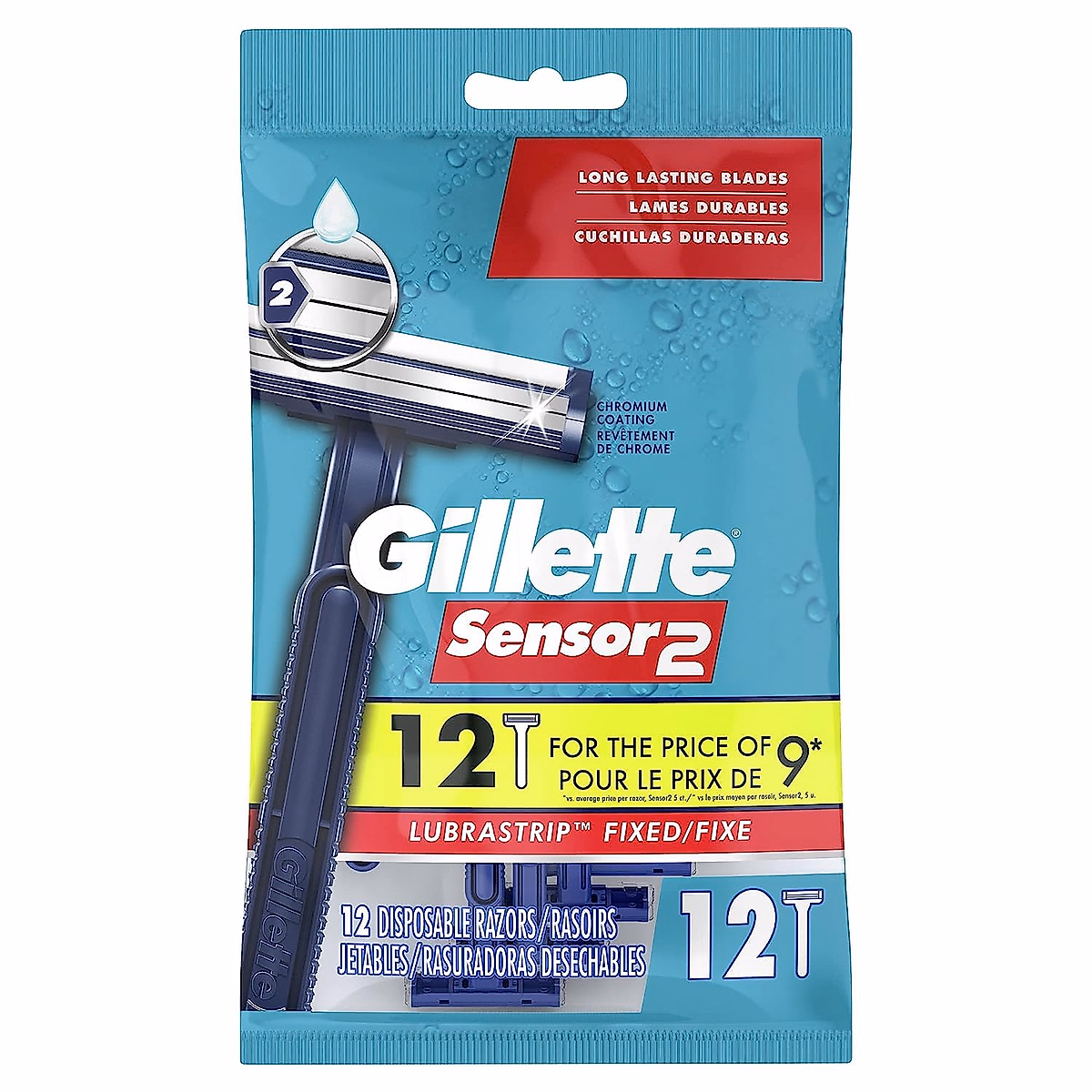 Gillette Sensor2 Men's Disposable Razors, 12Count
