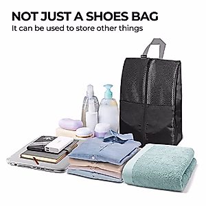 HANOZI Shoe Bags For Travel, Used As For Storage or Shoe Travel Bag, Space Saving When Travelling With This Travel Shoe Bags For Packing, Featuring Waterproof Nylon Sneaker Bag (Black, 2 Pack, Medium)