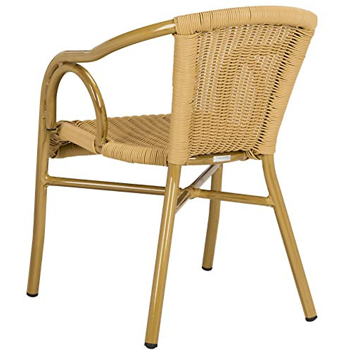 Safavieh PAT4000B-SET2 Outdoor Collection Dagny Natural and Light Brown Stacking Arm Chair