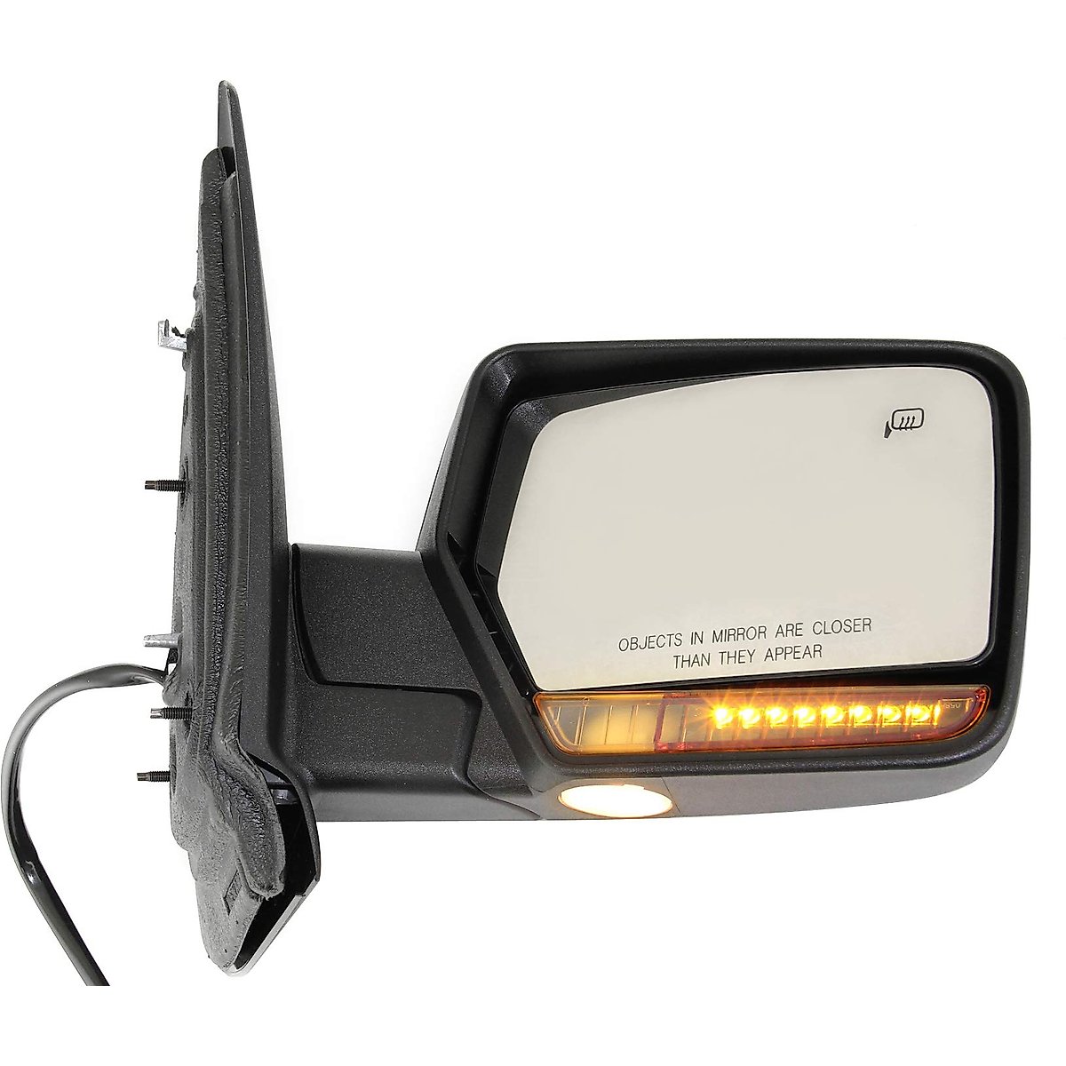 Kool Vue Mirror Set of 2 Compatible with 2007-2011 Ford Expedition Driver & Passenger Side In-housing Signal Light, Manual Folding, Heated, With memory, Textured Black, With Puddle Light, Power Glass