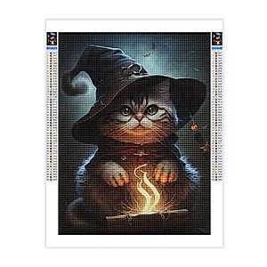 Diamond Painting Kits for Adults,Beautiful Cat Wizard 5D DIY Diamond Art Kits Full Drill Diamond for Gift Wall Decor Gem Arts Cute Cat 8 * 12inch