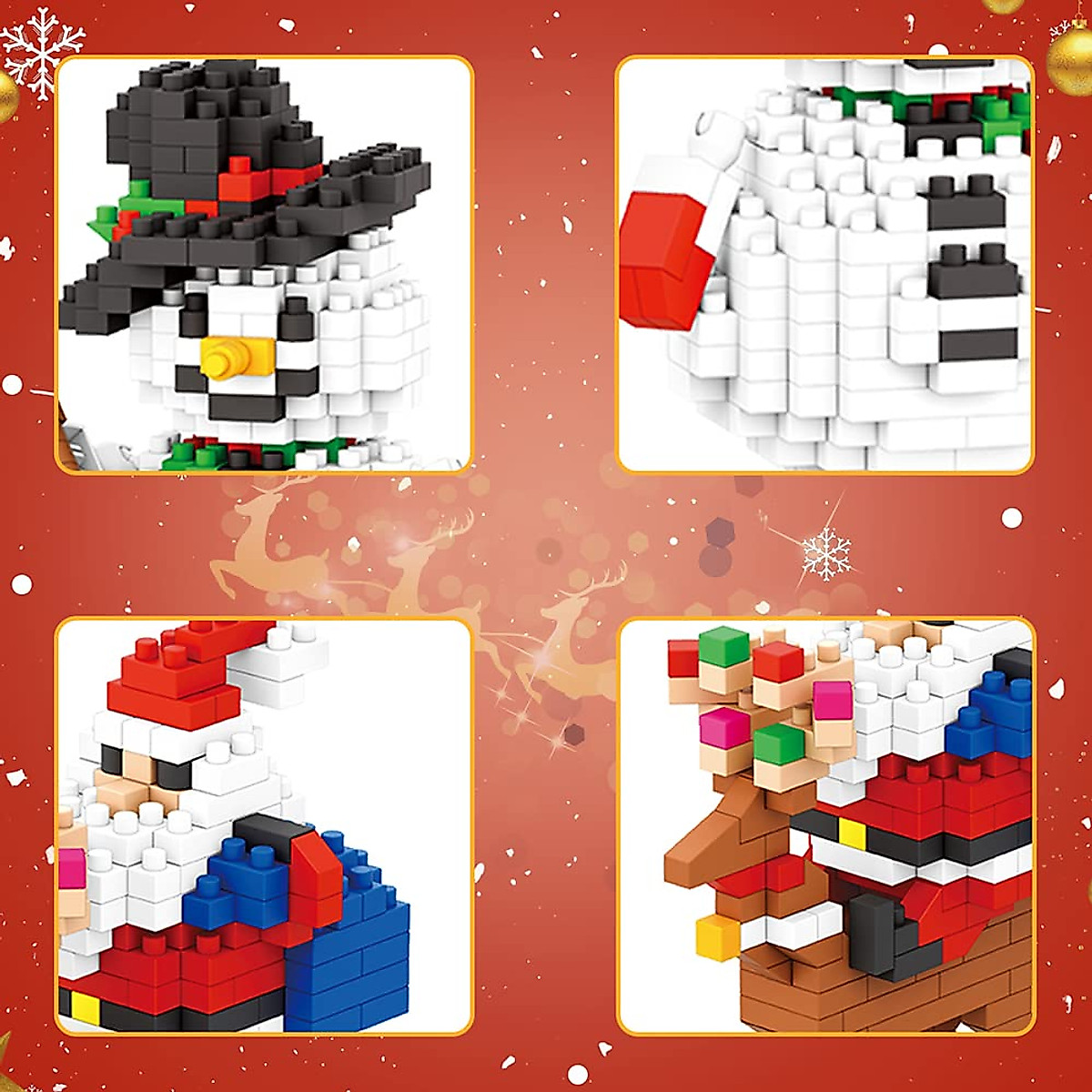 LONTIME Christmas Building Block Set-New 2024 Santa Claus and Snowman Character Set, Christmas and Birthday Gifts, Suitable for Children Over 9 Years Old (720 Pieces)