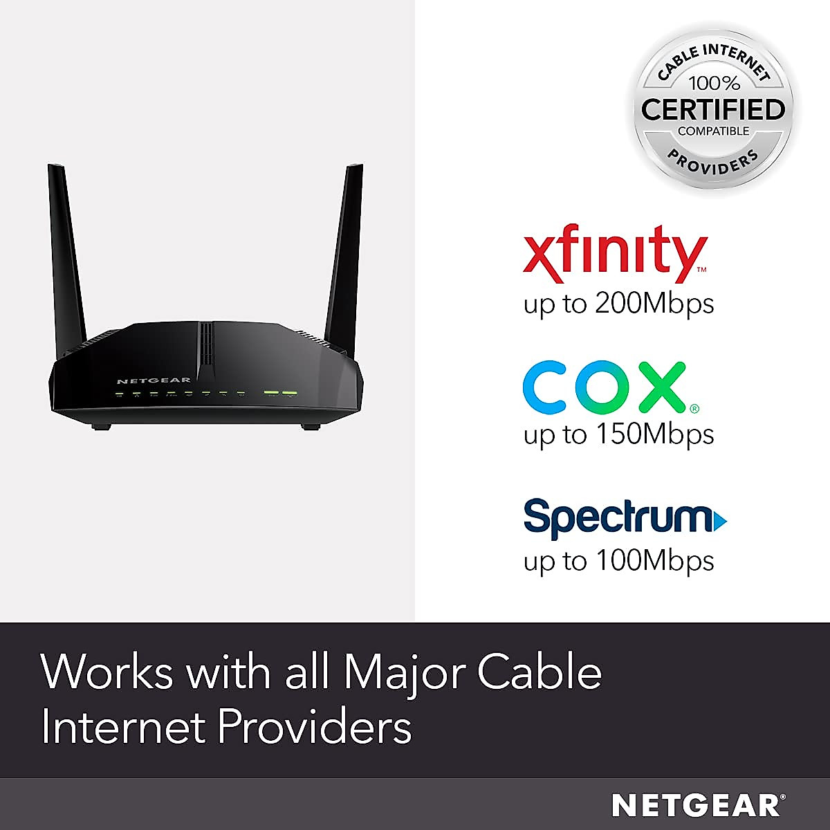NETGEAR Cable Modem WiFi Router Combo C6220 - Compatible With All Cable Providers Including Xfinity by Comcast, Spectrum, Cox | For Cable Plans Up to 200 Mbps | AC1200 WiFi Speed | DOCSIS 3.0