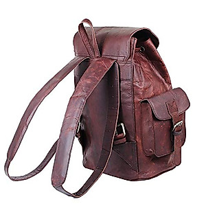 HULSH Vintage Genuine Leather Backpack For Men and Women Men’s Retro Classic Shoulder Rucksack Leather Travel Bags for College