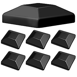 TonGass (6-Pack, Black) 4x4 (3 5/8") Wood Fence Post Caps - Wooden Fence Deck Post Covers - Durable Plastic Water-Proof and UV-Proof - Protect Wooden Fence Poles from Cracking and Rotting