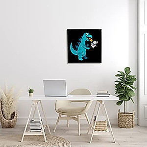 Stupell Industries Cartoon Dragon Breathing Fire Marshmallow Man, Design by Michael Buxton