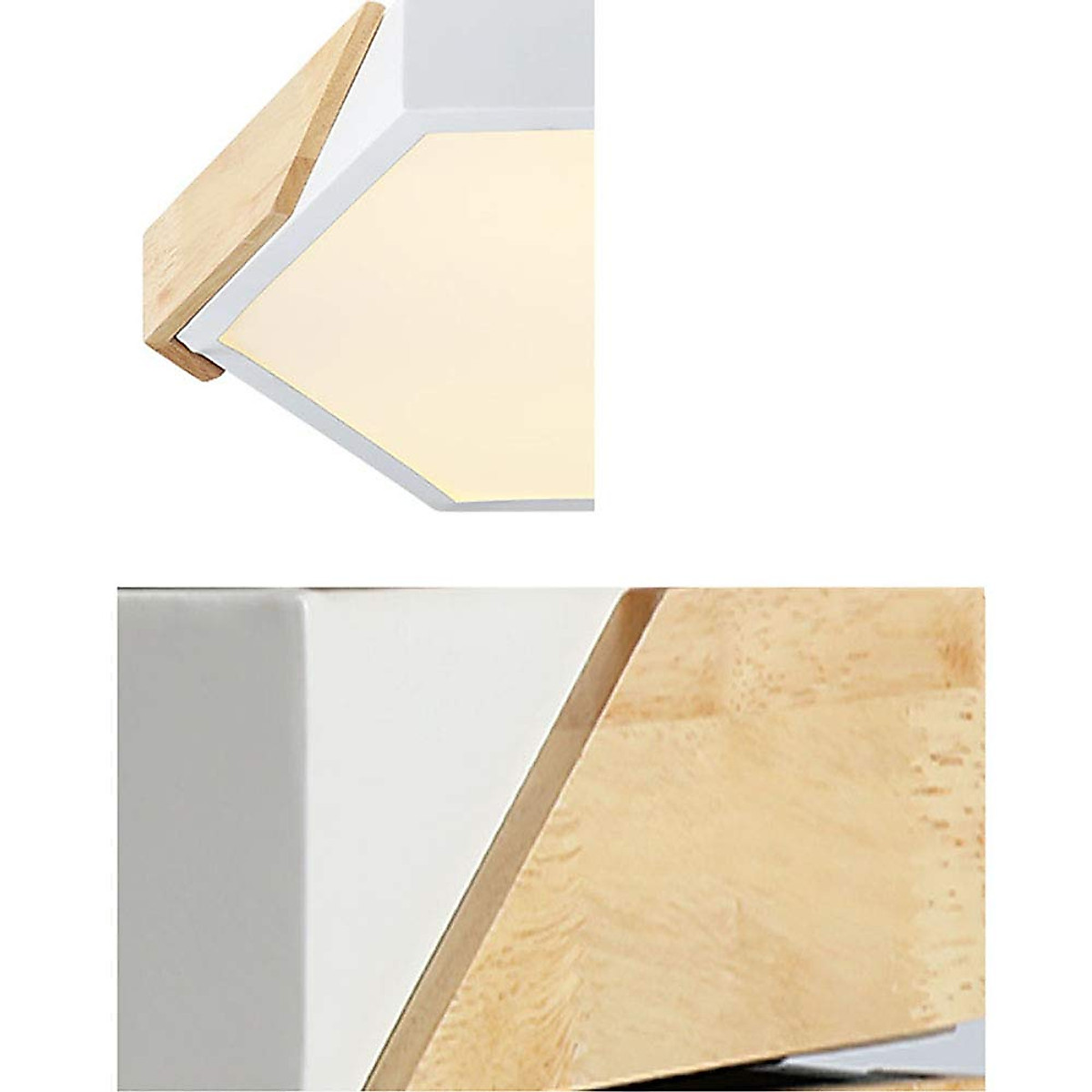ZZZYZ Modern White Wooden LED Ceiling Light Fixture with Remote Ceiling Lamp Dimmable Hexagon Ceiling Light for Living Room Bedroom Kitchen Hallway Entry-Cold White Light 40cm