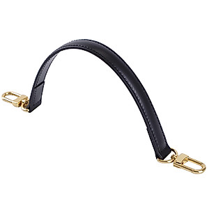 Genuine Leather Plain Strap Replacement Top Handle Leather Strap for Handbag (Black, 26 in)