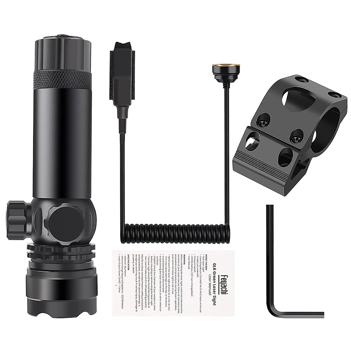 Feyachi GL6 Tactical Green Laser Sight with 45 Degree M61 M Lock Rail Mount and Pressure Switch