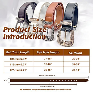 QIQILUXI Western Belt for Women Men Cowboys Cowgirls Carving Buckles Belts for Jeans Pants