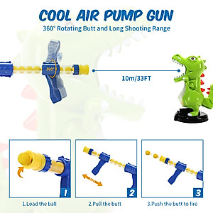 EagleStone Dinosaur Shooting Toys for Boys 5 6 7 8 9 Years Old, Electronic Kids Target Games w/ Air Pump Gun, LCD Score Record, Sound, 24 Foam Balls, Birthday Party Favor,Christmas Gifts for Toddlers