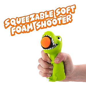 Hog Wild T-Rex Dinosaur Popper Toy and Sticky Target Set - Pop Foam Balls Up to 20 Feet - 4 Balls Included - Age 4+