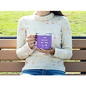KLUBI Best Friend Gift Women - “I wish you lived next door” 14oz Purple Tumbler Mug - Cute idea for Friendship, Long Distance, Bestie, Birthday, Present, Female, Hostess, BFF