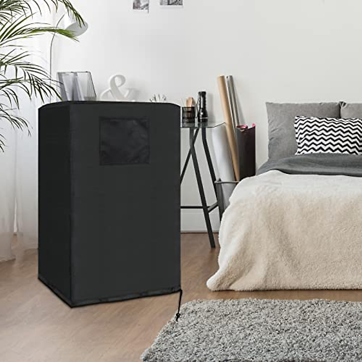 Little World Portable Air Conditioner Cover - Dustproof Portable AC Unit Cover Indoor Stitable for Mobile AC, Anti-Dust Portable Air Conditioner Storage Bag (Black, Large, 21" L X 18" W X 32" H)