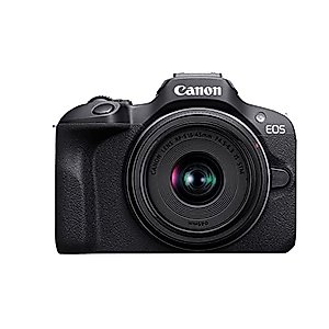 Canon EOS R100 RF-S18-45mm F4.5-6.3 is STM Lens Kit, Mirrorless Camera, RF Mount, 24.1 MP, Continuous Shooting, Eye Detection AF, Full HD Video, 4K, Lightweight, Wi-Fi, Bluetooth, Content Creation