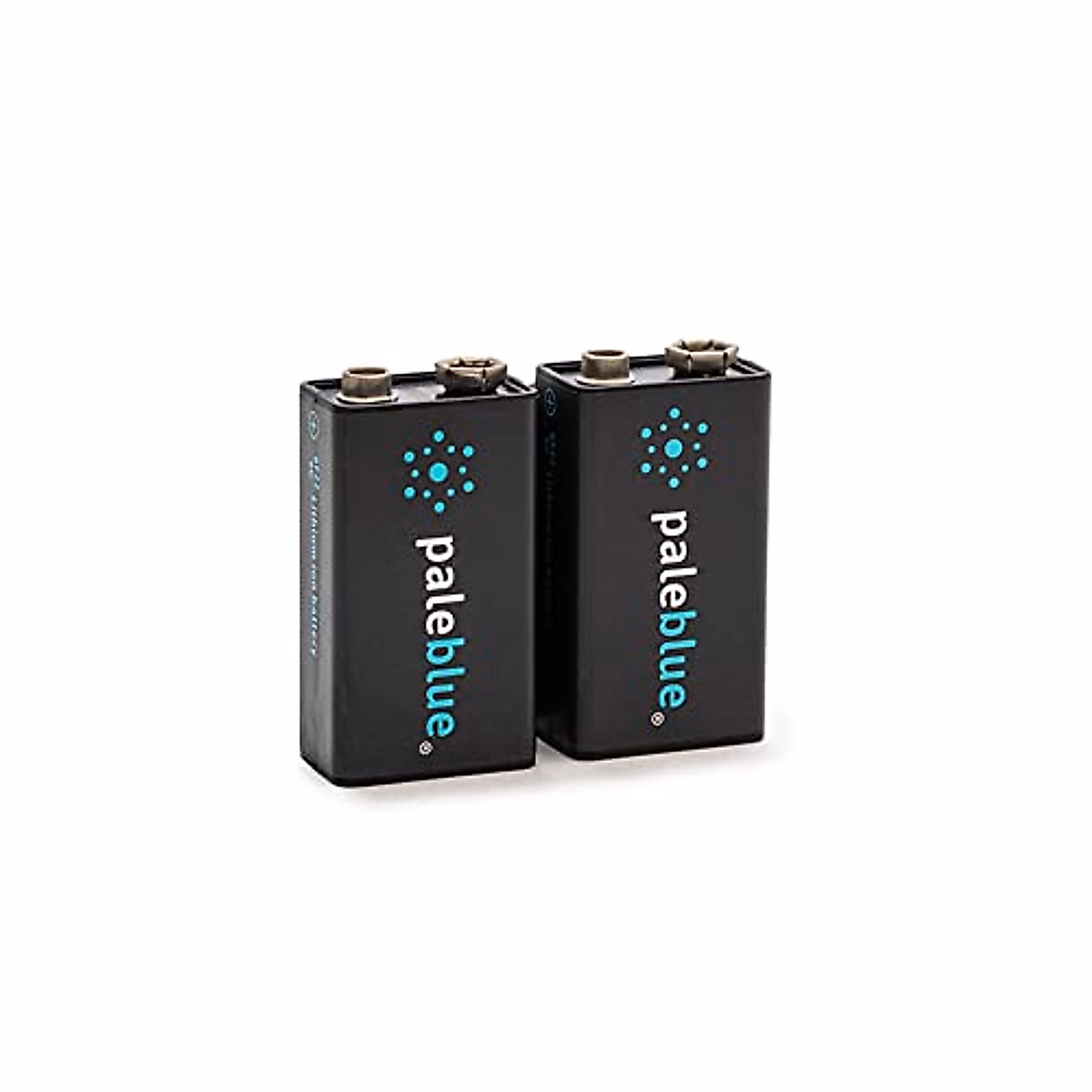 Rechargeable 9V Smart Batteries with USB Charger by Pale Blue, Lithium Ion 9 Volt 500 mAh, Charges Under 1 Hour, Over 1000 Cycles, 2-in-1 USB to Micro USB Charging Cable, LED Charge Indicator, 2-Pack