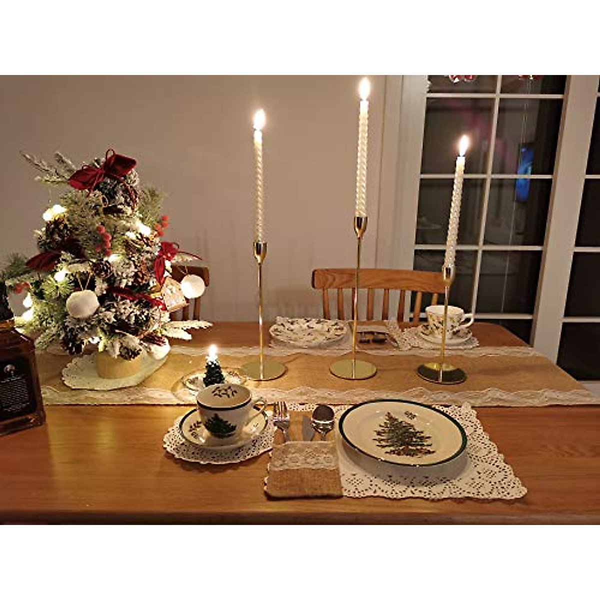 Lucky Monet 50PCS 4 x 8Inch Natural Burlap Lace Silverware Bag Utensil Holder Cutlery Pouch Hessian Knife Fork Tableware Bags for Wedding Party Restaurant Decoration (50PCS)