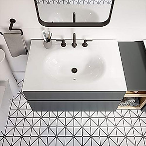 American Standard 8726033.477 Studio S 33 in. Double-Drawer Bathroom Vanity, Dark Grey