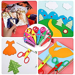 LovesTown Paper Edge Scissor Set, 6 Pcs Shape Scissors and 1 PCS Safe Scissors Designs Pattern Scissors Craft Art Scissors for DIY Photos Album Scrapbooking