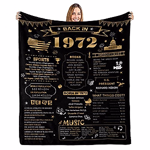 51th Birthday Gifts for Women Blanket, Gifts for 51 Year Old, 51 Years Old Birthday Gift for Women Or Men, Valentine's Day Gifts Back in 1972 51th Anniversary Wedding Gift Throw Blanket 60”x50”