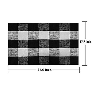 Winwinplus Buffalo Check Rug Hand-Woven Checkered Plaid Rug for Outdoor/Indoor/Door/Floor/Front Porch, Black and White Outside Mat 17.7inch x 27.5inch