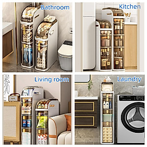 MOSAMNI 4-Tiers Slim Bathroom Storage Cabinet, Narrow Bathroom Storage, Movable Bathroom Storage Organizer for Small Spaces-Out of Box