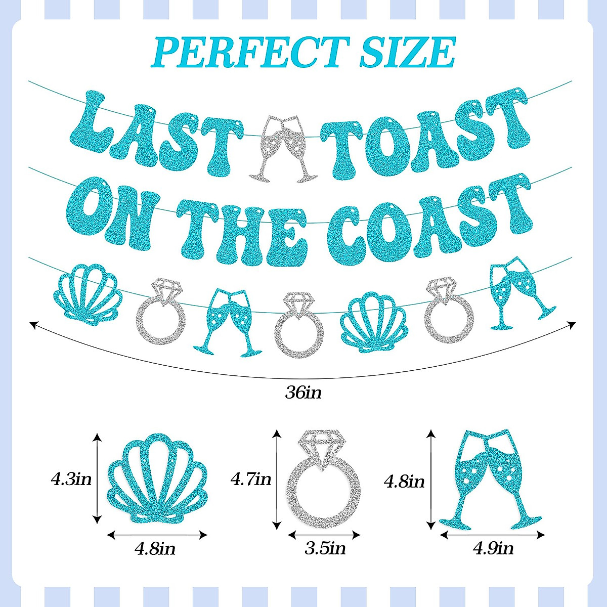 Last Toast on the Coast Banner Beach Bachelorette Party Decorations for Girl Women Nautical Bridesmaid Coastal Bride To Be Blue Bridal Shower Party Supplies