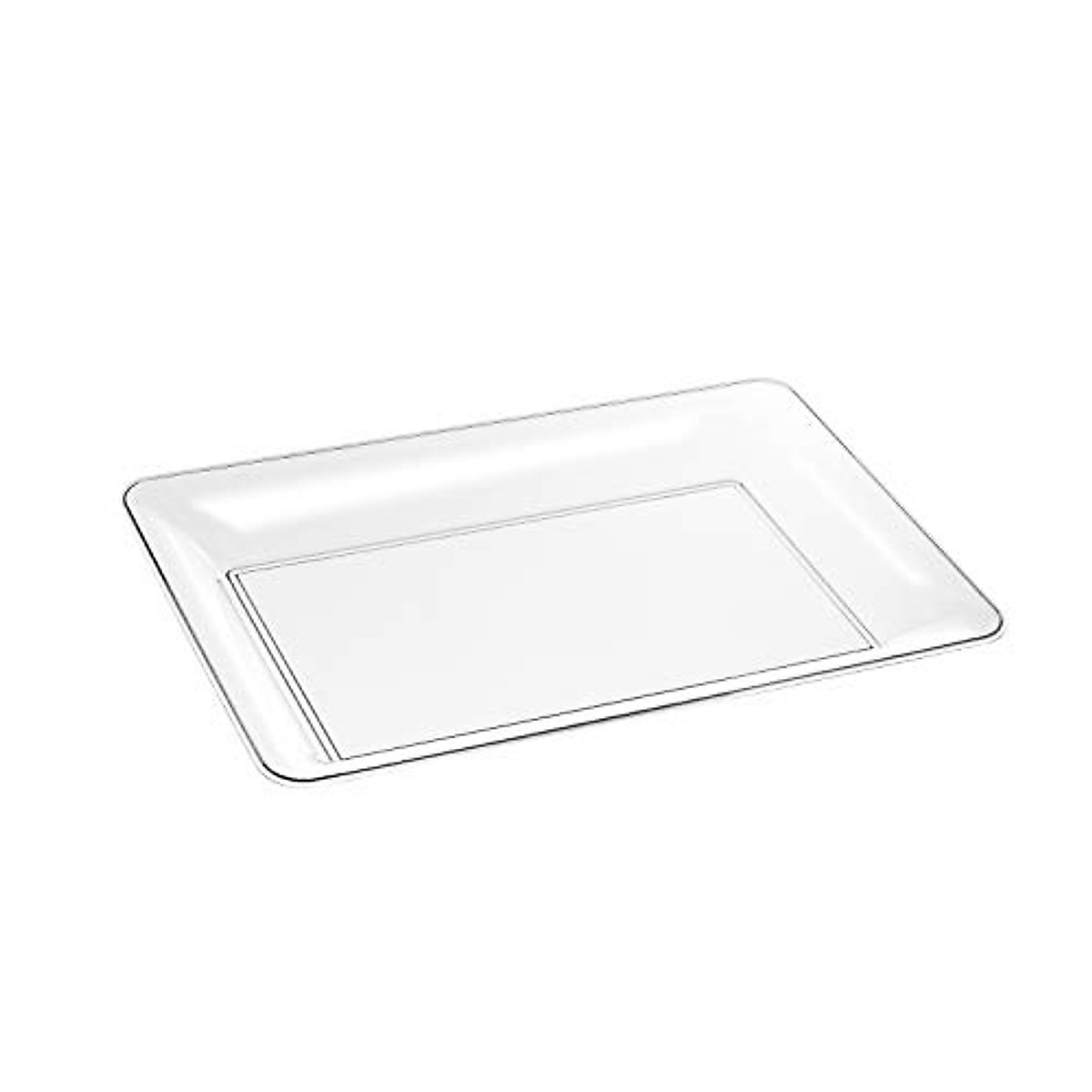Exquisite - 6 Pack Crystal Clear Premium Quality 10.5 inch. x 8.5 inch. Rectangle Plastic Disposable Serving Trays for Parties - Heavy Duty Serving Platter and Serving Trays for Eating