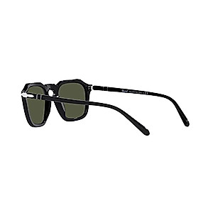 Persol PO3292S Square Sunglasses, Black/Green, 50 mm