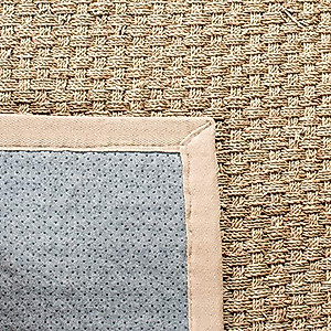 SAFAVIEH Natural Fiber Collection Accent Rug - 2'6" x 4', Natural & Beige, Border Basketweave Seagrass Design, Easy Care, Ideal for High Traffic Areas in Entryway, Living Room, Bedroom (NF114A)
