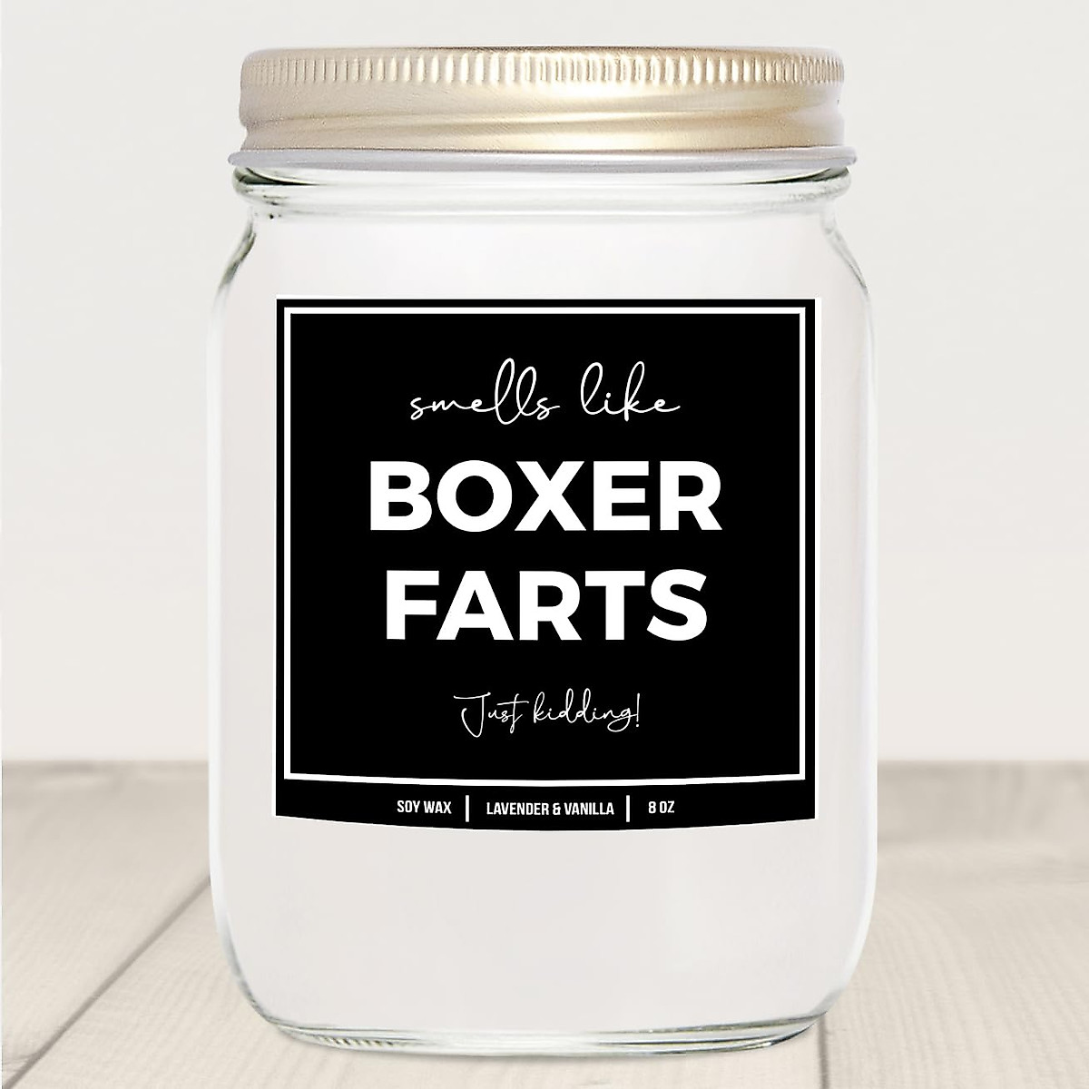 YouNique Designs Boxer Gifts for Dog Lovers - Dog Fart Candle 8oz, Boxer Dog Gifts for Men, Women, Owners - Boxer Dad, Boxer Mom Gifts Idea - Boxer Dog Decor, Accessories (Lavender & Vanilla)
