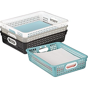 Really Good Stuff Plastic Desktop Paper Storage Baskets for Classroom or Home Use – Mesh Bins, 14.25” x 10” – (Set of 4), School Organization Supplies