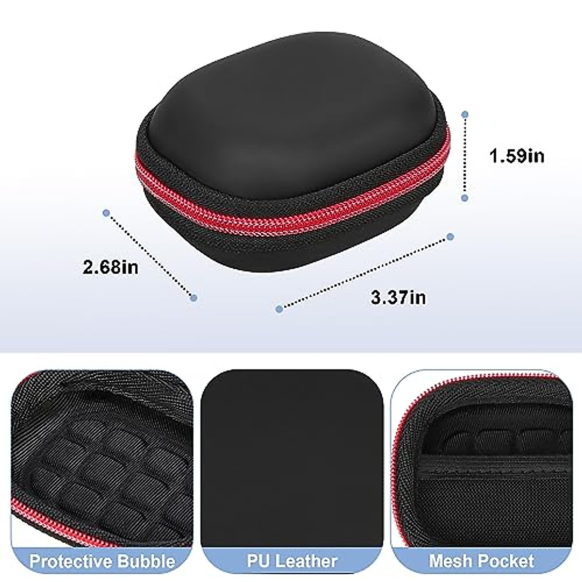 BOVKE Carrying Case for Noxgear 39g Wearable Waterproof Bluetooth Speaker, Magnetic Clip-On Wireless Portable Mini Bluetooth Speakers Holder, Mesh Pocket for Charging Cables, Black