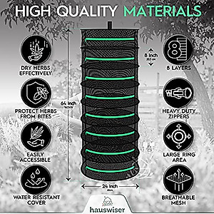 Original 8 Layers Herb Drying Rack - Mesh Drying Rack - Herb Drying Rack Hanging with Green Zipper & Garden Pruning Shears for Drying Herb - Hanging Drying Rack - Plant Drying Rack