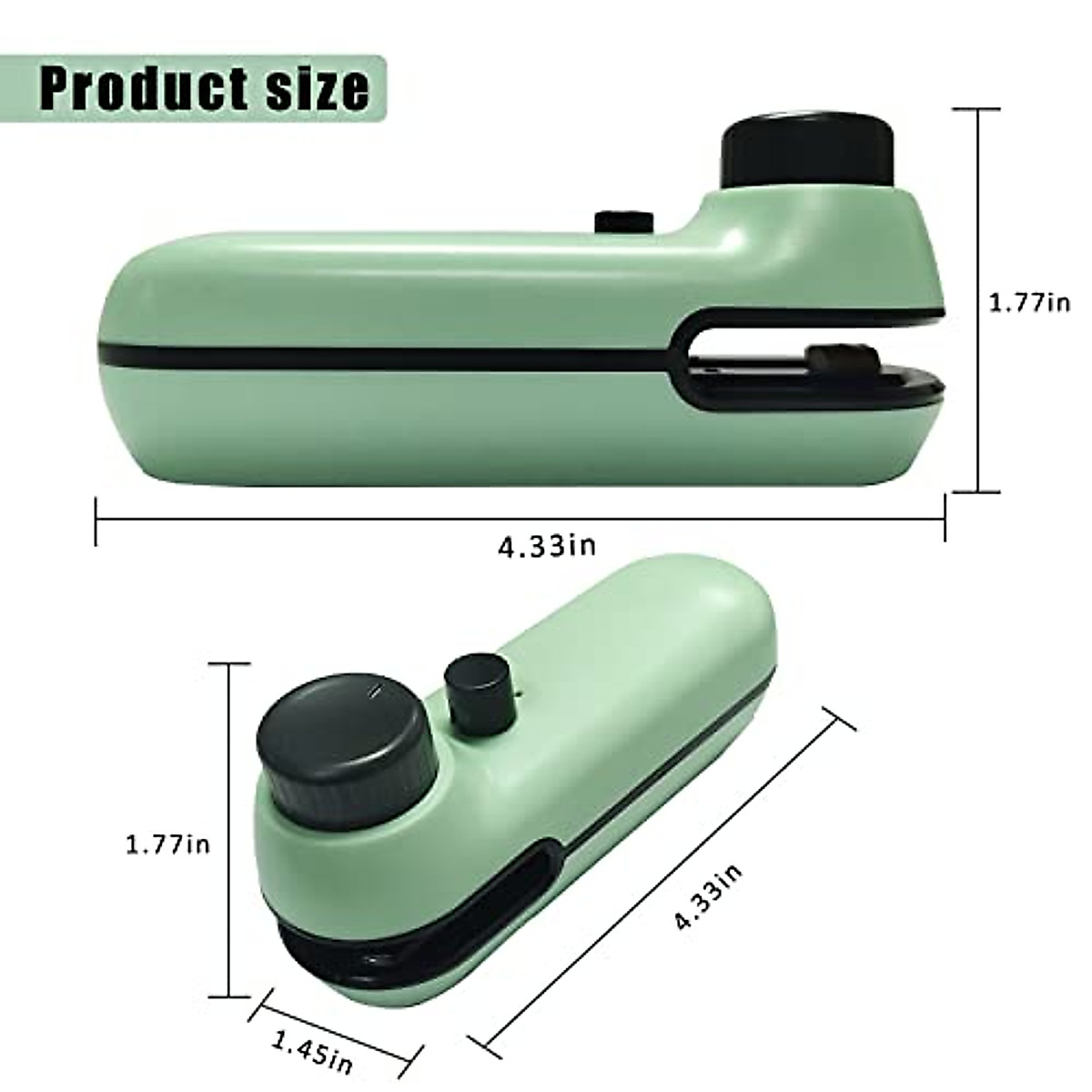 Buddeez Mini Sealer and Cutter, Upgraded 2-in-1 Hand-Held Tthermal Vacuum Sealer, USB Rechargeable, Portable Sealer Kitchen Gadget (Green)