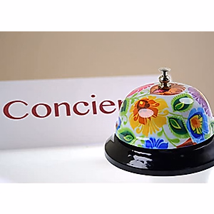 WEKOIL Call Bell Desk Service Bell Ding Bell for Restaurant Hotel Room Kitchen Party School Classroom Office Elderly Teachers Students Large White Pattern Bell,3.3 inch