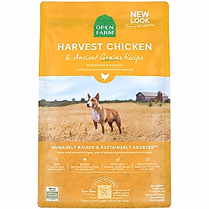 Open Farm Ancient Grains Dry Dog Food, Humanely Raised Meat Recipe with Wholesome Grains and No Artificial Flavors or Preservatives (Harvest Chicken Ancient Grain, 4 Pound (Pack of 1))