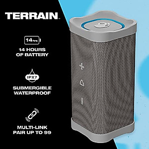 Skullcandy Terrain Wireless Bluetooth Speaker - IPX7 Waterproof Portable Speaker with Dual Custom Passive Radiators, 14 Hour Battery, Nylon Wrist Wrap, & True Wireless Stereo