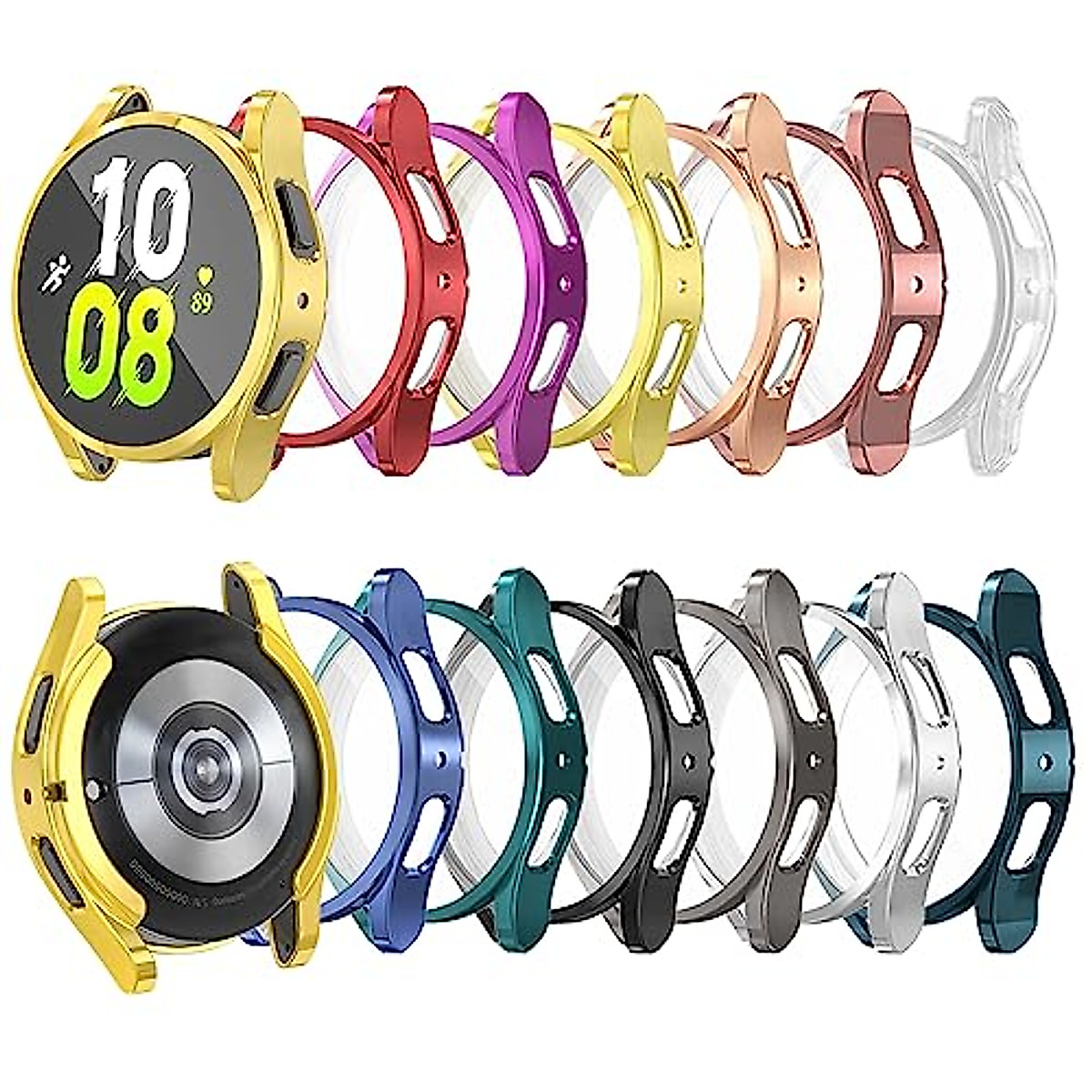 12 Pack Soft Case Compatible with Samsung Galaxy Watch FE & Galaxy Watch 5 & Galaxy Watch 4 40mm/44mm, Soft TPU All-Around Protective Bumper Built-in Screen Protector(12 Colors,40mm)