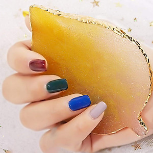 ccHuDE 1 Pcs Leaf Resin Nail Art Palette Painting Makeup Palette Tray Cosmetic Nail Gel Polish Colors Mixing Pallet Blue