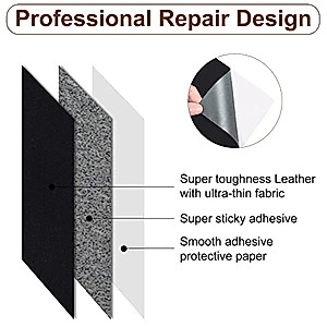 Leather Repair Patch 8×11 inch Strong Adhesive Repair Tape, Anti Scratch Patch for Couch, Sofas, Car Seat, DIY Furniture Upholstery, Handbags, Jackets First Aid Stick On Patch(Black)