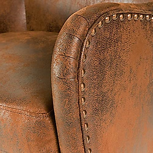 Christopher Knight Home Lorenzo Fabric Studded Club Chair, Brown 36D x 26.75W x 41.5H in